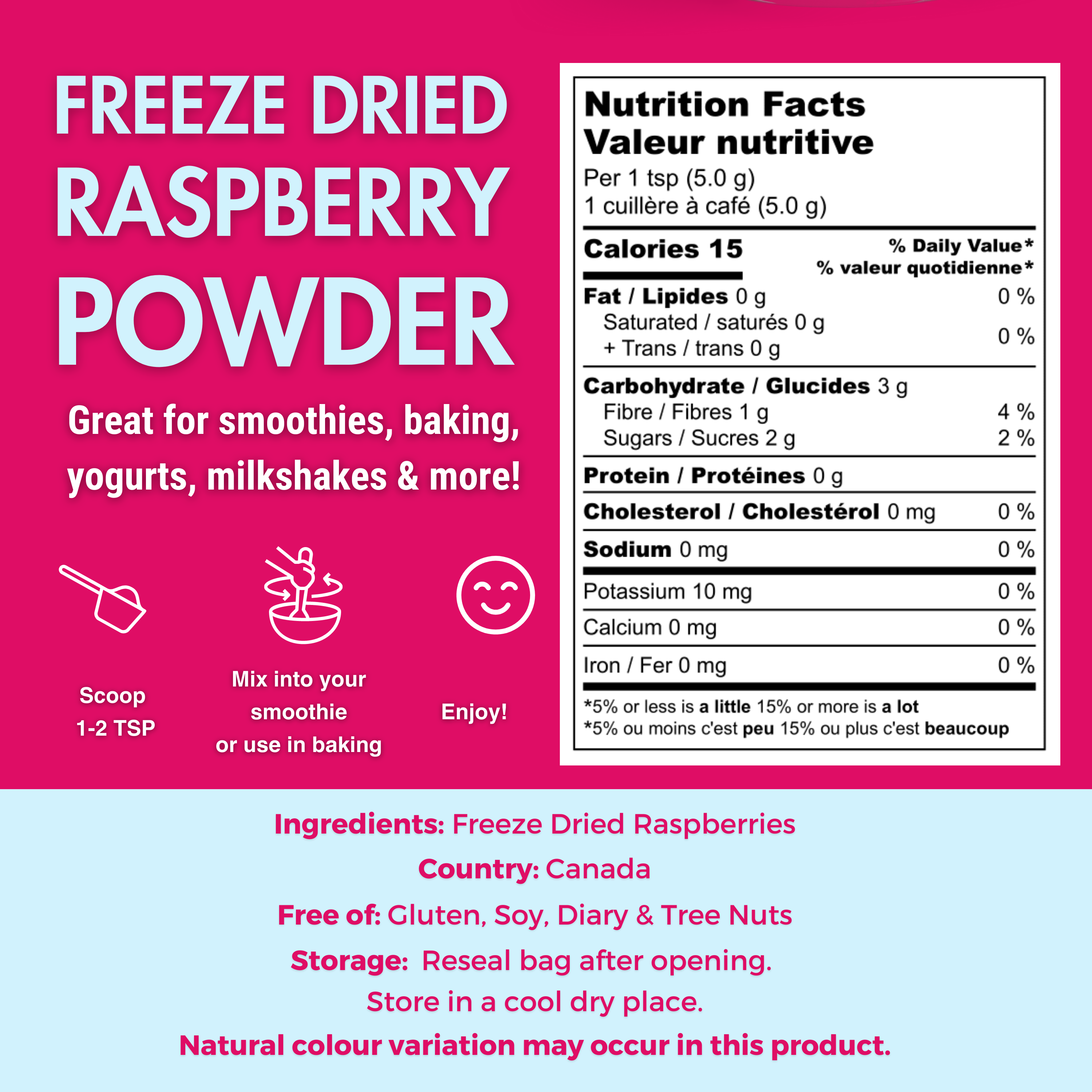 Freeze Dried Raspberry Powder – Vibrant Sea